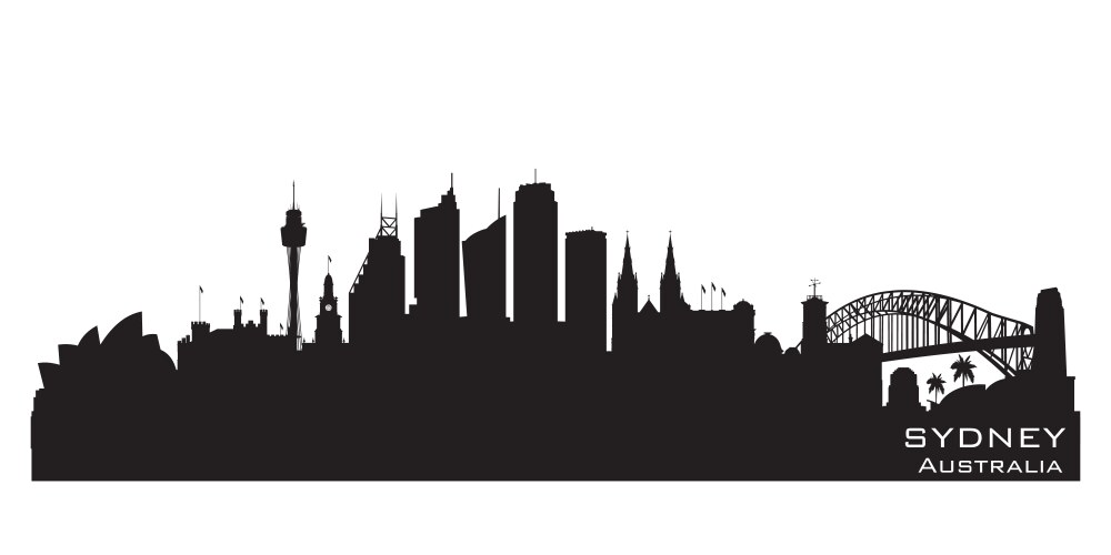 Sydney australia skyline detailed silhouette Vector Image
