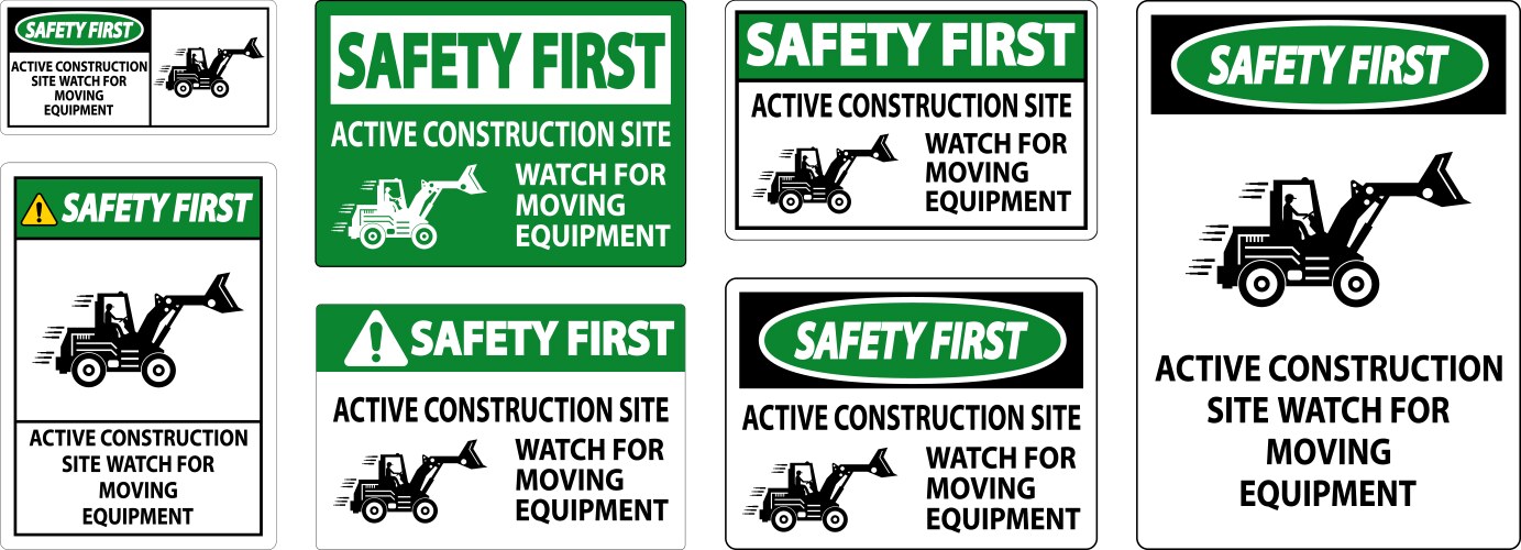 Construction area sign caution - active Royalty Free Vector