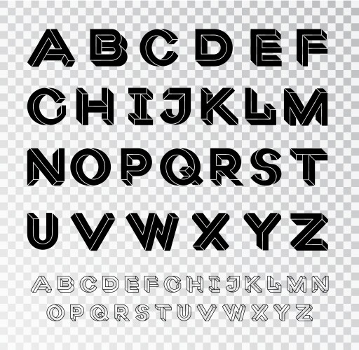 Impossible shape font Royalty Free Vector Image