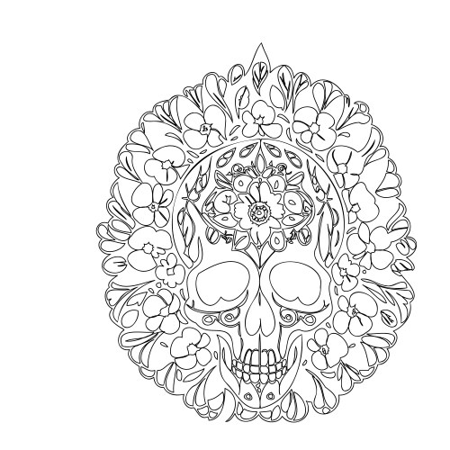 Skull mandala outline sketch Royalty Free Vector Image