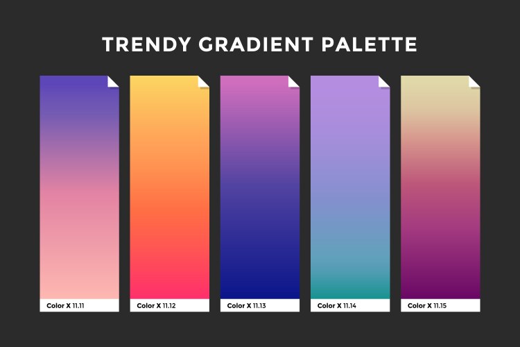 Metal gradient collection of every color swatches Vector Image