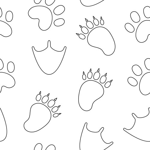 Animal paw print seamless pattern coloring page Vector Image