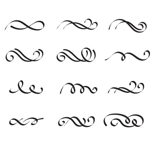 Swirly Line Curl Patterns Isolated On White Vector Image