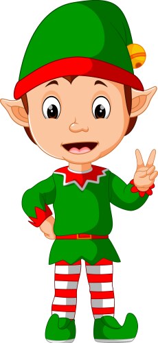Cartoon happy christmas elf Royalty Free Vector Image