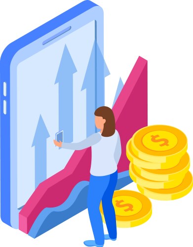 Cartoon savings value growth money profit Vector Image