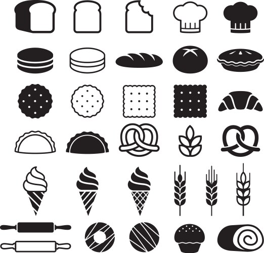 Bread icons Royalty Free Vector Image - VectorStock