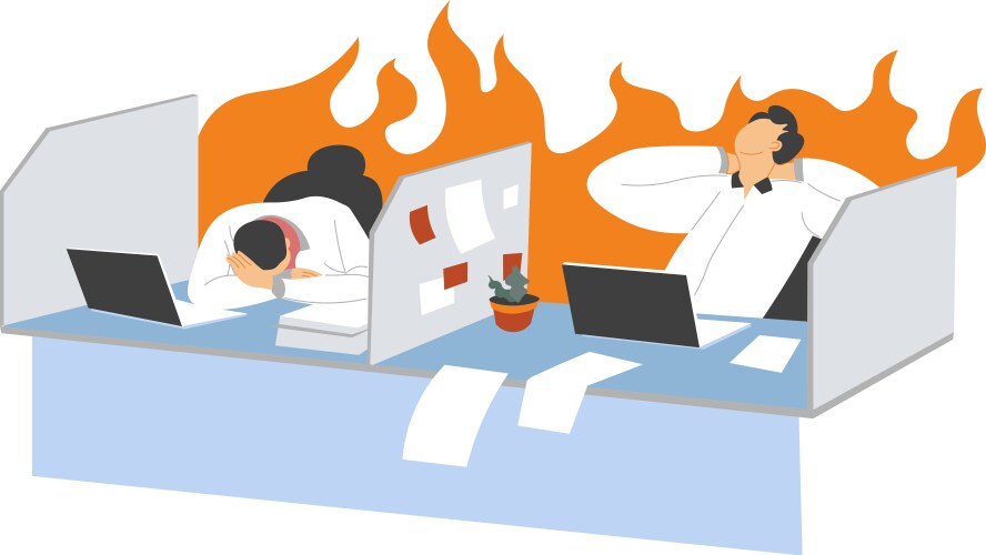 Workplace stress visualized flat Royalty Free Vector Image