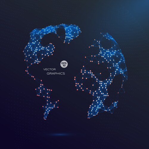 World map made of blue dots Royalty Free Vector Image