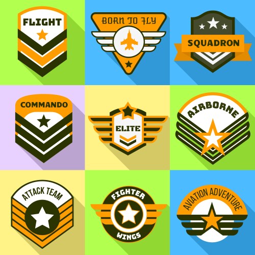 Air squadron logo flat style Royalty Free Vector Image