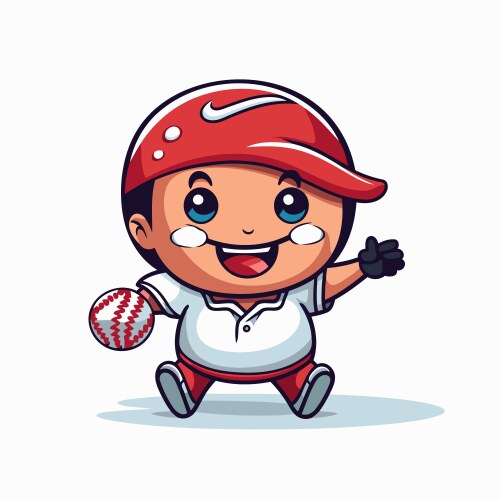 Cute baseball player cartoon character Royalty Free Vector