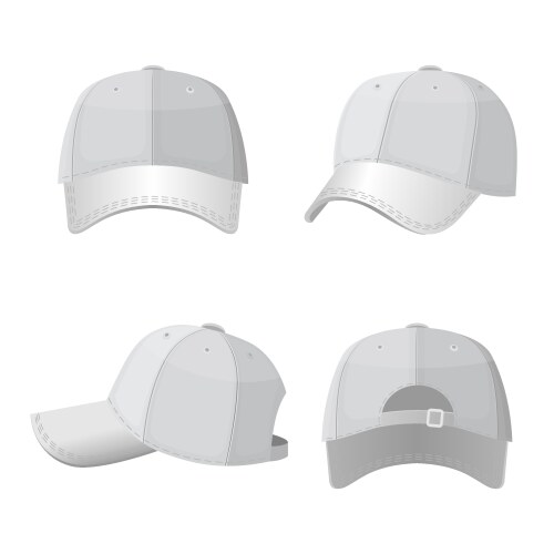 Set of baseball caps front back and side view Vector Image