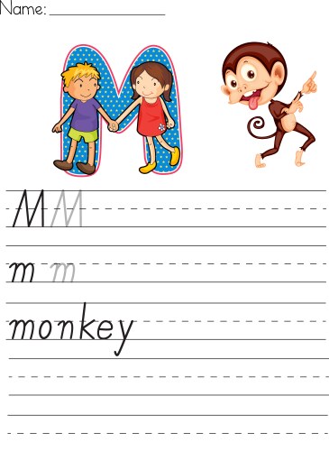 Writting letter a worksheet for children Vector Image