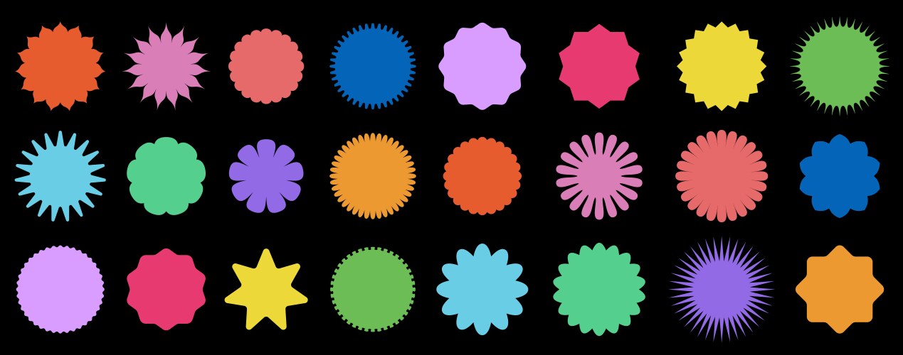 Black sunburst and starburst shapes Royalty Free Vector