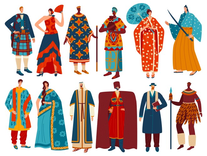 Southeast asia people in traditional clothing Vector Image