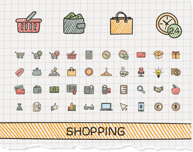 Technology hand drawing integrated sketch icons Vector Image
