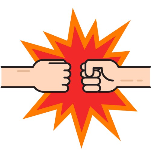 Two clenched fists bumping together isolated Vector Image