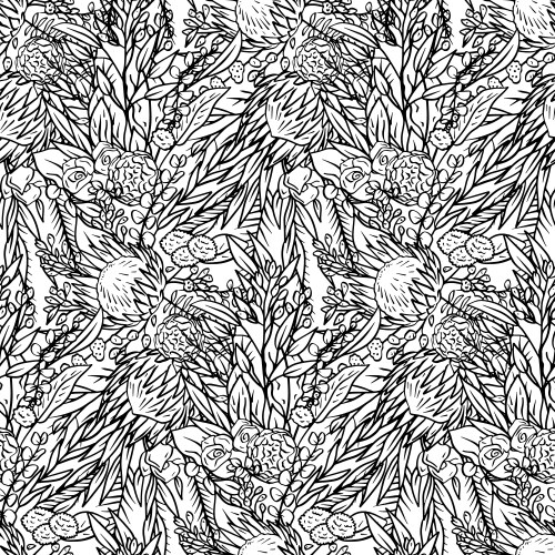 Black and white seamless pattern with line art Vector Image
