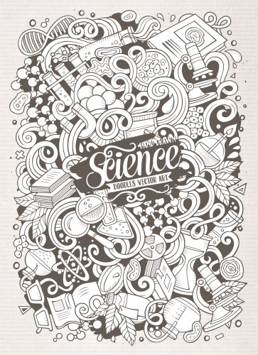 Cartoon cute doodles science Royalty Free Vector Image