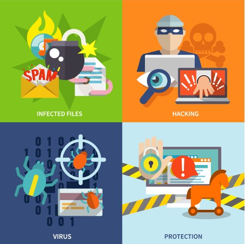 Hackers top tricks flat infographic poster Vector Image