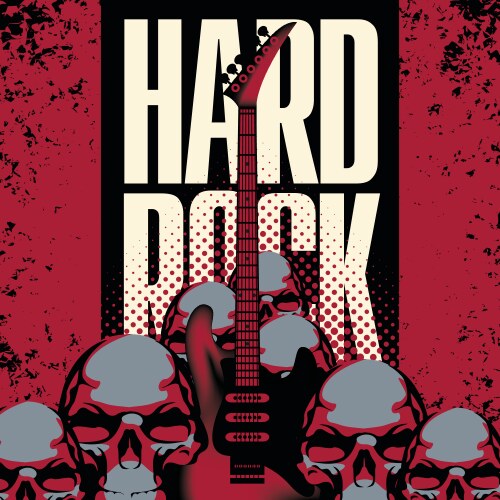 Hard rock set of halftone collage elements Vector Image