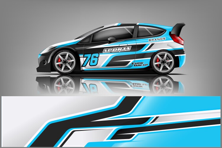 Blue drag racing car with black strip Royalty Free Vector