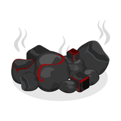 Hot smoldering coal cartoon icon burning charcoal Vector Image