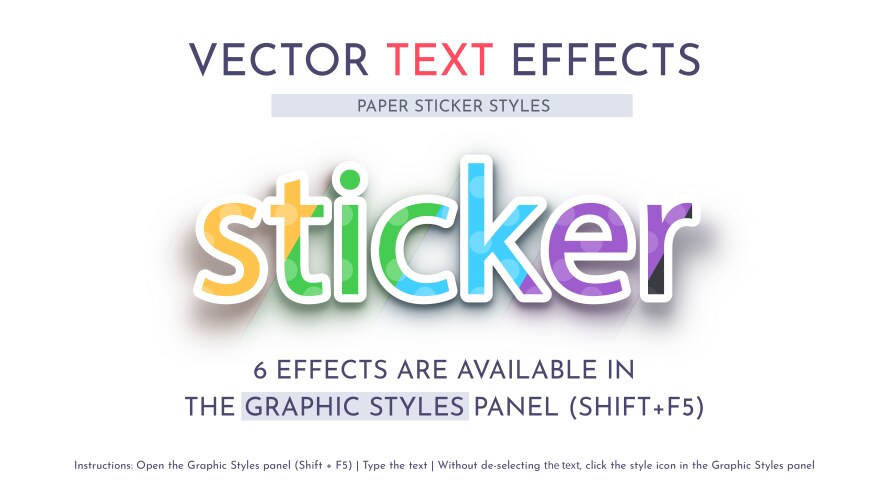 6 paper sticker text effects Royalty Free Vector Image