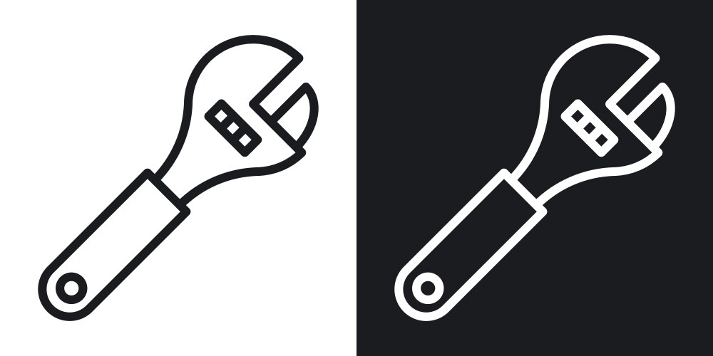 Adjustable wrench icon set spanner pipe Royalty Free Vector
