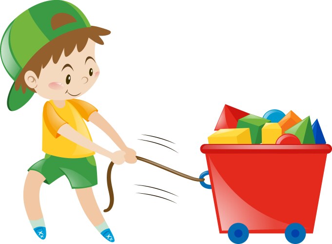 Kid pushing and pulling Royalty Free Vector Image