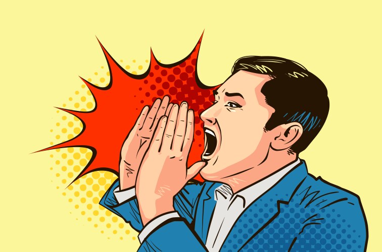 Businessman pointing finger pop art retro style Vector Image