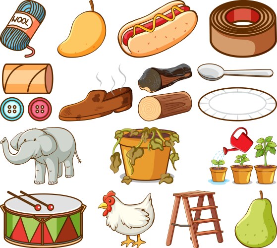 Large set different objects Royalty Free Vector Image