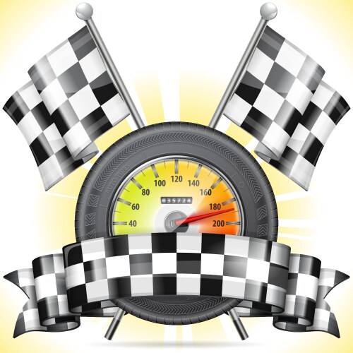 Racing symbols on shield Royalty Free Vector Image