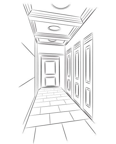 Hall of an outline sketch Royalty Free Vector Image
