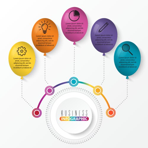 Balloon infographic background with sample text Vector Image