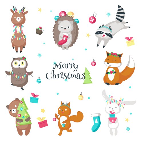 Christmas Animals Festive Set – Royalty-Free Vector | VectorStock