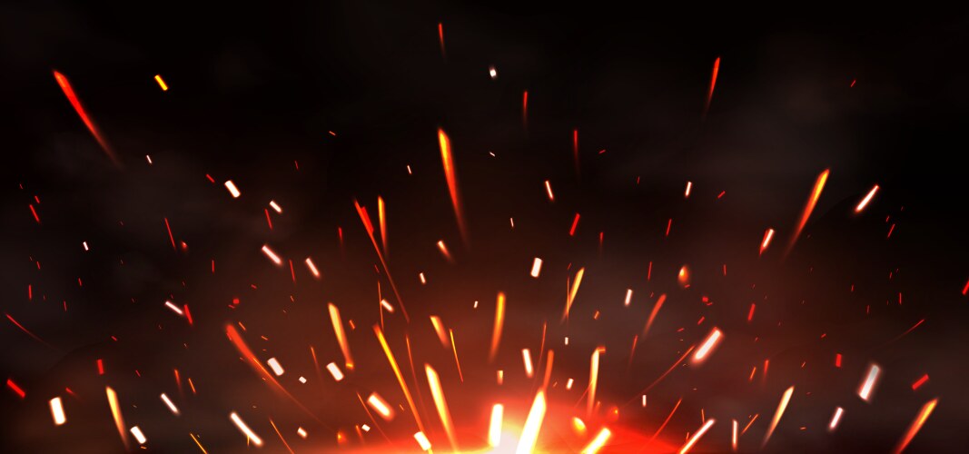 Realistic fire sparks metal welding Royalty Free Vector