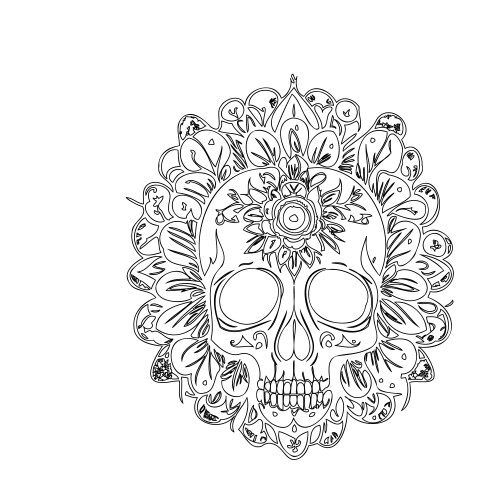 Skull mandala outline sketch Royalty Free Vector Image