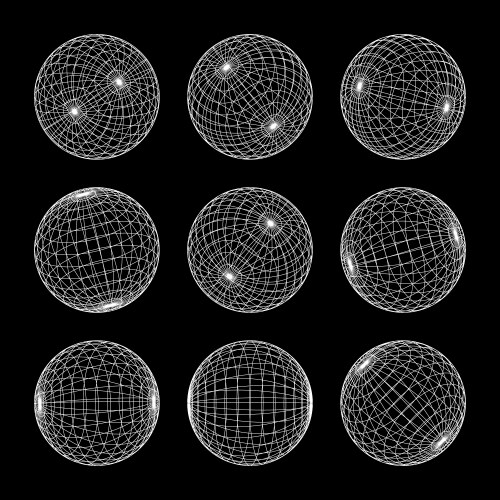 Wireframe earth grid mesh objects set network Vector Image