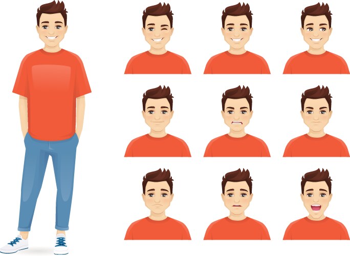 Man emotion set Royalty Free Vector Image - VectorStock