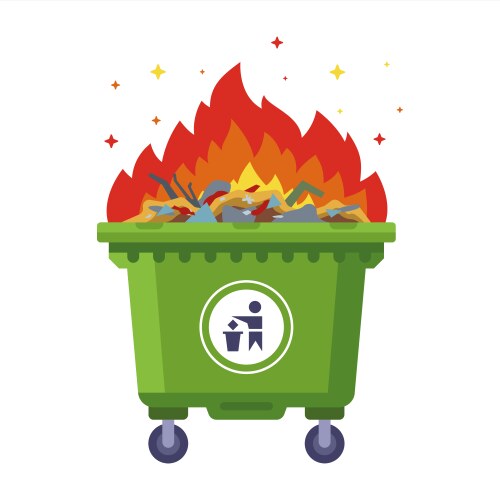 Incineration of Waste - Burning Garbage Royalty Free Vector