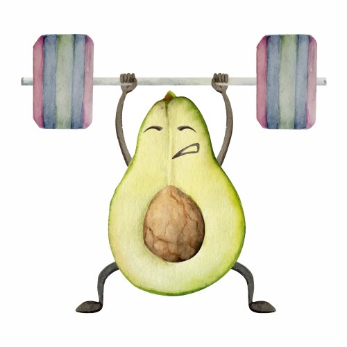 Hand drawn watercolor cute avocado character Vector Image