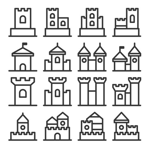 Castle icon set Royalty Free Vector Image - VectorStock