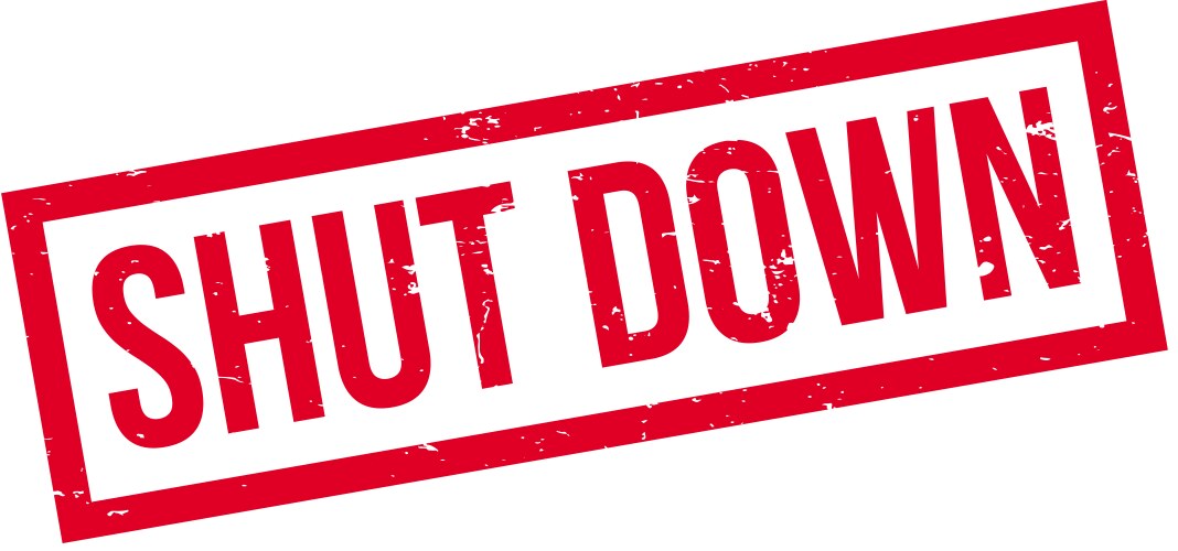 Shut down rubber stamp Royalty Free Vector Image