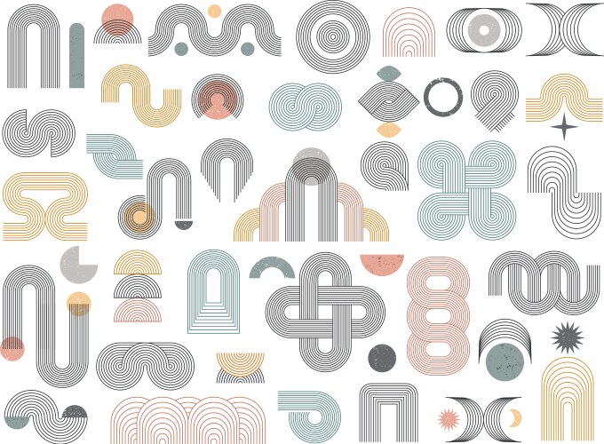 Geometric line zen arch patterns stroke shapes Vector Image