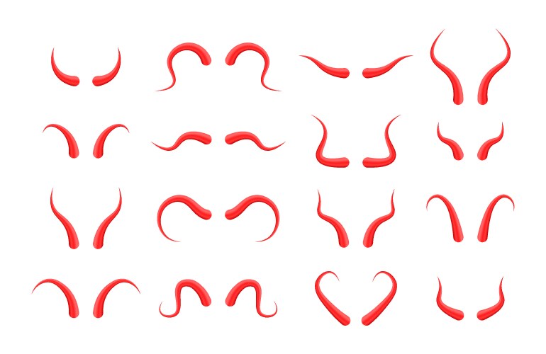 Big horns collection red devil demon satan Vector Image