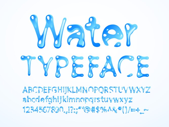 Water drops alphabet Royalty Free Vector Image