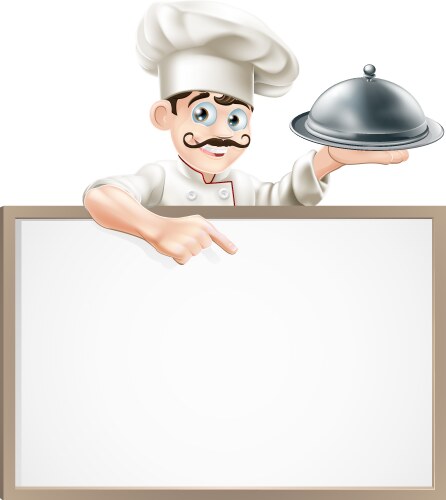 Chef cook mustache standing pointing cartoon Vector Image