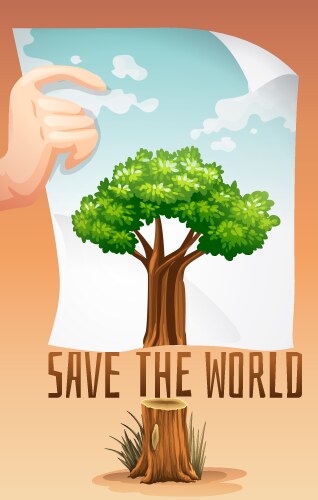 Save the world theme with earth and plant Vector Image
