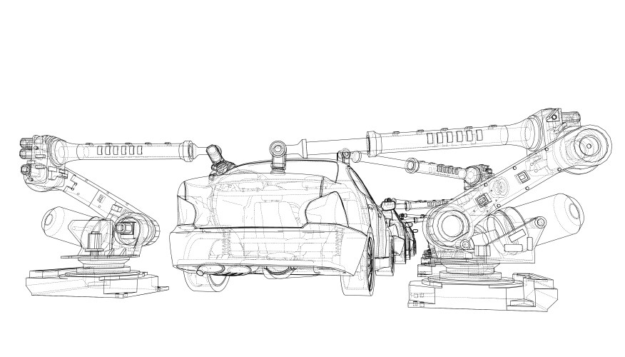 Automated Assembly Line For Producing Vehicles Vector Image