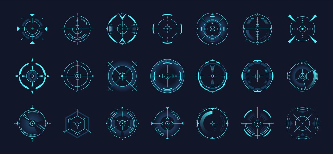 Set isolated aim or game crosshair target Vector Image